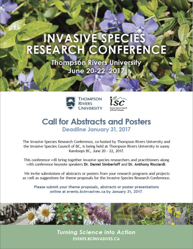 January 31, 2017 - Call for Abstracts and Posters for the Invasive ...